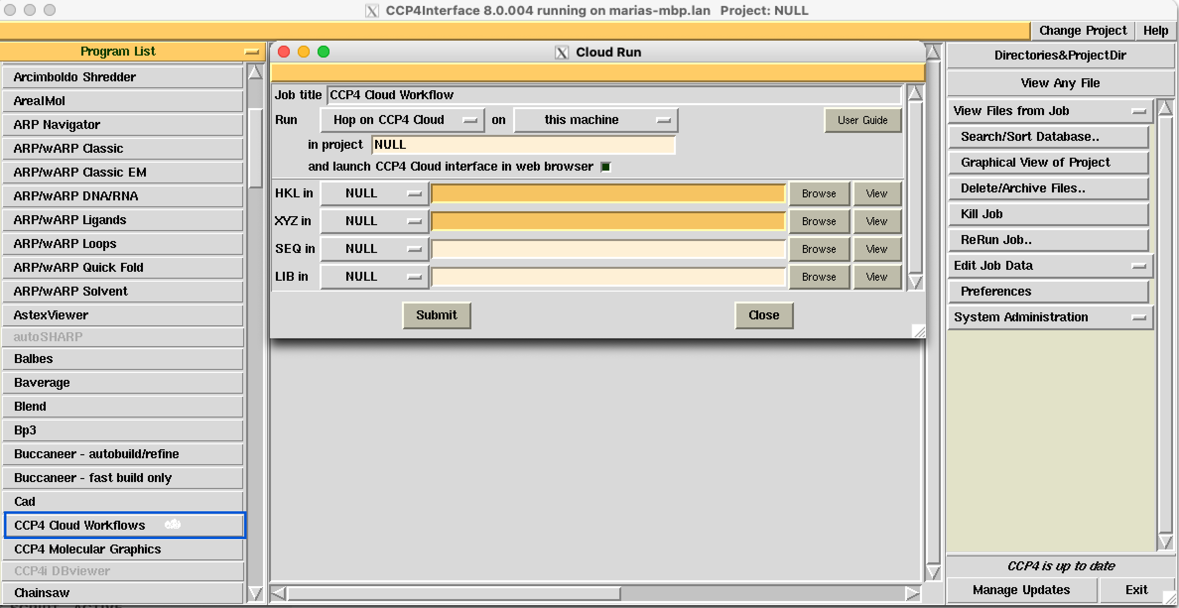 7. Cloud Run Facility in CCP4i Interface — CCP4 Cloud 1.8 documentation